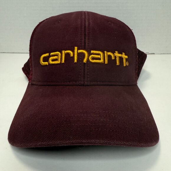 Carhartt | Accessories | Carhartt Burgundy Mesh Back Snapback Hat With ...
